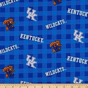 NCAA Kentucky Wildcats Buffalo Plaid Cotton, Fabric by the Yard