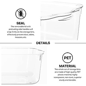 ANMINY 3PCS Clear Plastic Storage Bins Stackable Lidded Storage Boxes Baskets Cubes with Handles Removable Lids Decorative Home Kitchen Closet Shelf Organizer Clothes Towel Blanket Kid Toy Containers