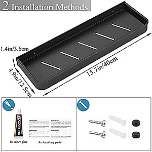 IUKPPTUI Bathroom Shelf Wall Mounted Decor Shower Rack Cosmetics Organizer Aluminium Floating Shelves for Kitchen Storage Black