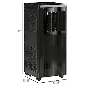 HOMCOM 8,000 BTU Smart WiFi Portable Air Conditioners for Rooms Up to 215 Sq. Ft., Cool Dehumidifier Fan 3-in-1 Portable AC Unit with Remote, 24H Timer, Window Mount Kit Included, Black