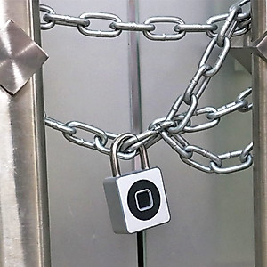 eLinkSmart Gym Locker Padlock - Fingerprint Mobile APP Unlock Remote Unlock: Waterproof Keyless Biometric Padlock for Gym Locker Field Box Footlocker Tool Box Gun Case Type-C Silver
