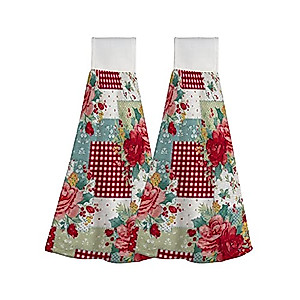Kitchen Towel-The Pioneer Woman Rose-Hand Towels Tie Towel Soft Microfiber Absorbent Washcloth Also for Bathroom Hand Sink Laundry Room RV Tabletop 2pcs