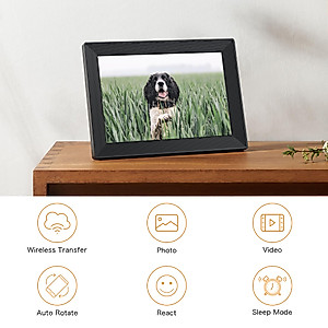 Frameo WiFi Digital Picture Frame, 10.1 Inch 1280*800IPS Touch Screen Digital Photo Frame, 16GB Memory, Auto-Rotate, Share Pictures Videos, Gift for Friends, Family, Anniversary, Wedding Gift (Black)