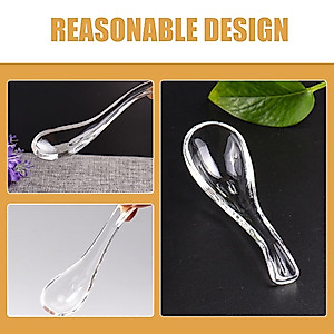 VOSAREA Clear Glass Spoons 2pcs Decorative Dessert Spoon Tablespoon Chinese Soup Spoons Asian Rice Spoon Japanese Wonton Soba Ramen Noodle Spoon