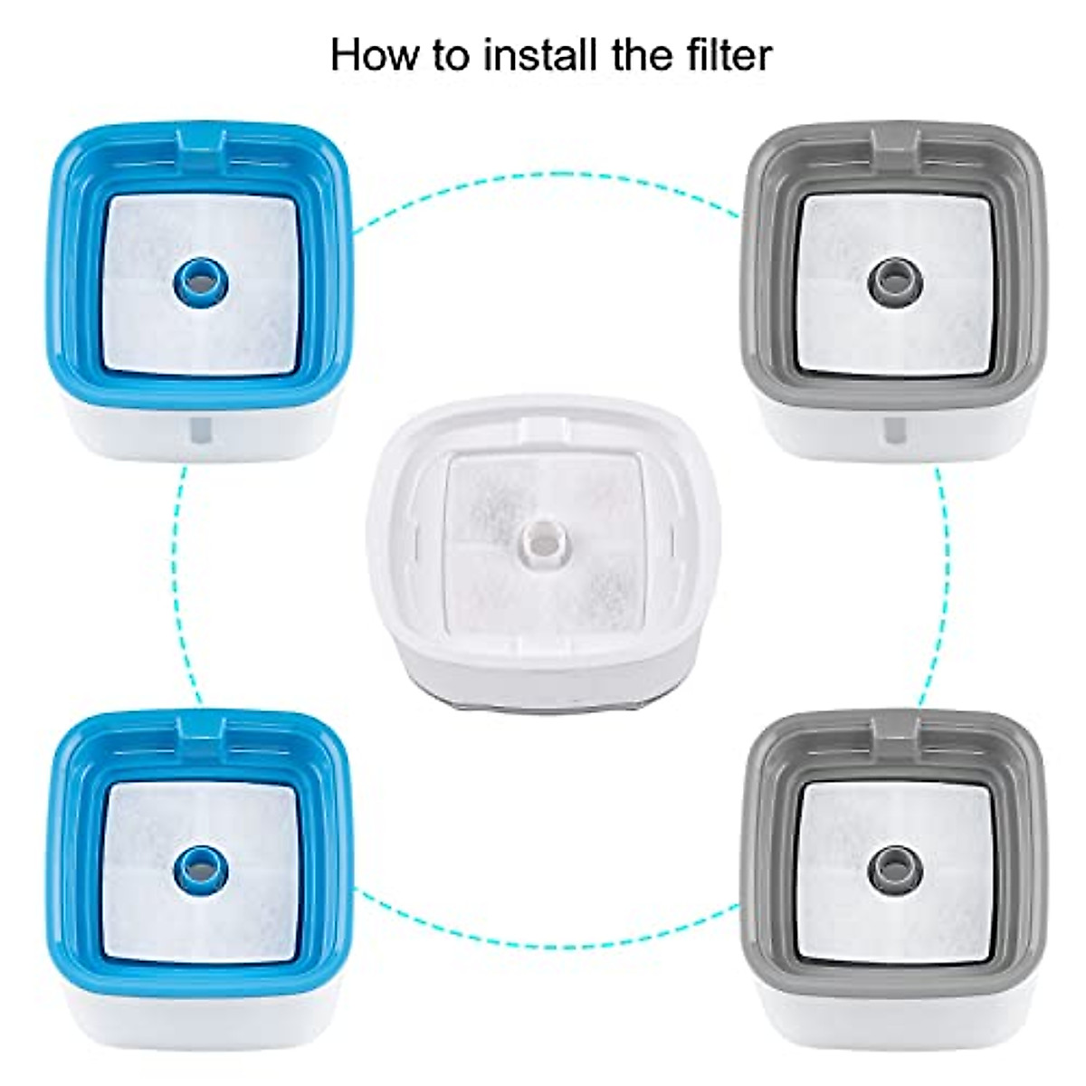 Wonder Creature Cat Water Fountain Filter, Square Cat Fountain Replacement Filters, 8 Carbon Filters Pack