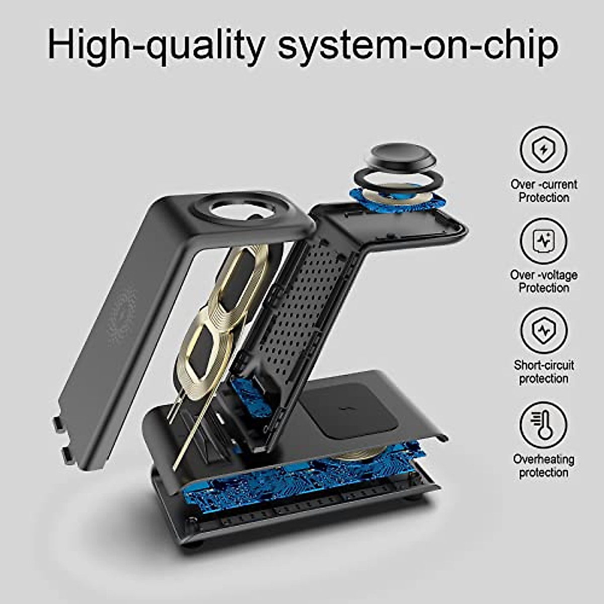 3 in 1 Wireless Charging Station for Samsung Wireless Charger Stand Magnet Galaxy Watch 4/3 Active 2/1 Galaxy S23/S22 S21/S20/S10/S10e/Note 20/10/9/8/Z Flip/3 Fold 3 Galaxy Buds 2/Live Multiple Device