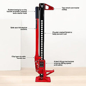 33 High Lift Ratcheting Off Road Farm Jack, 6000lbs/3Ton Capacity - Red