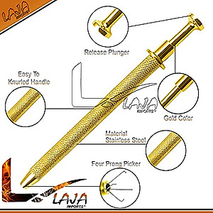 LAJA Imports 4.5" Pick-Up Tool with 4 Prongs - Gold
