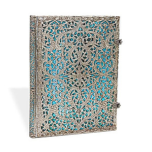 Maya Blue Ultra Lined Hardcover Journal, 240pg, 120GSM by Paperblanks (Silver Filigree Collection)