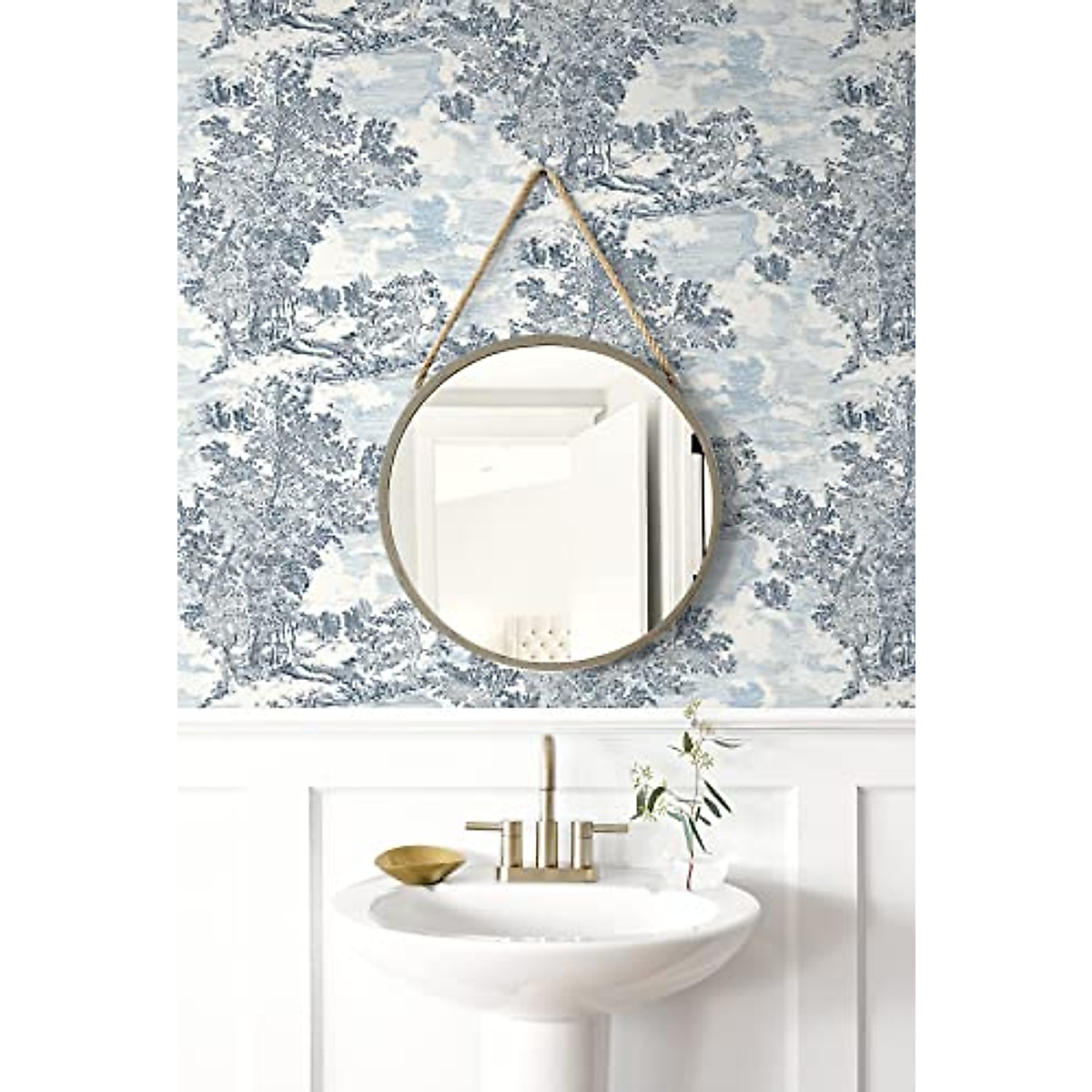 Surface Style - Peel and Stick Wallpaper, Scenic Wallpaper for Bedroom, Powder Room, Kitchen, Self Adhesive, Vinyl, 30.75 Sq Ft Coverage (Serene Scenes Collection, Sapphire)