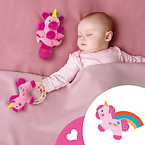 Twocow Baby Rattles 2-Piece Set of Soft Baby Pink Horse and Angel Pig Animal Toys, 0-3-6-9-12 Month-Old Baby, New boy and Girl Baby Bell Animals Plush Toys Gifts