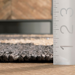 nuLOOM Pandora Diamond Jute Area Rug - 8x10, Global Inspired Black/Ivory Neutral Rug for Dining, Living, Kitchen