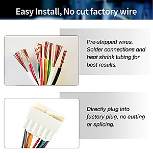 RED WOLF Radio Wiring Harness Adapter 16-Pin Connector Replacement for Honda Honda Accord Civic CRV 1986-1998, Acura Integra CL RL 1986-2001 Vehicles Aftermarket Stereo Cable Plug