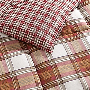 Eddie Bauer - King Comforter Set, Reversible Alt Down Bedding with Matching Shams, Breathable Home Decor for All Seasons (Edgewood Red/Beige, King)