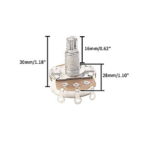 Full Size B250k Electric Guitar Potentiometer Bass Volume Pots Tone Long Split Shaft 18mm Pack of 5