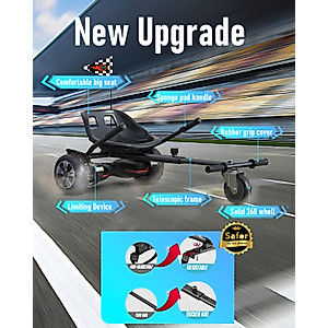 Gyroor Hoverboard Seat Attachment K1, Hover Board Accessory Go Kart with Adjustable Frame Length Compatible with 6.5'' 8'' 10'' Hoverboard, Best Hoverboard Go Kart for Kids and Adults-Black