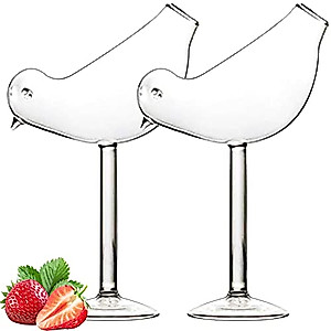 LINALL Cocktail Glass - Creative Bird Design Cocktail Glass Set of 2, 150ml Individuality Glass Goblet