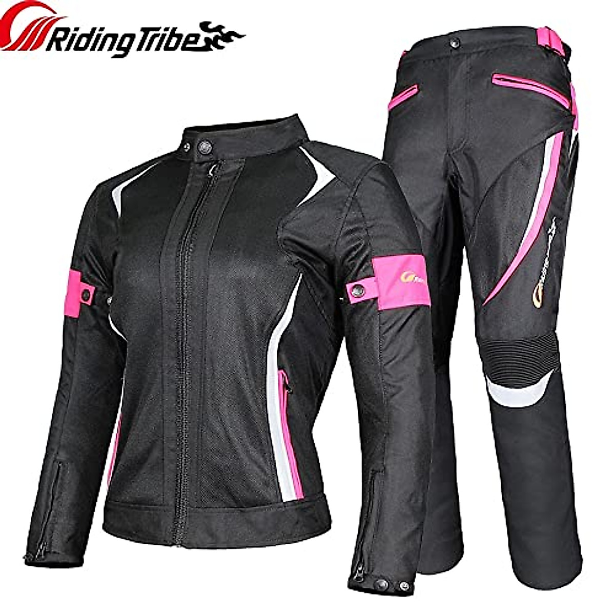 Riding Tribe Women's Motorcycle Jacket Coat Summer Waterproof Lady Teens Girl Riding Reflective Anti-collision Motorbike Jackets(PINK JACKET, S)