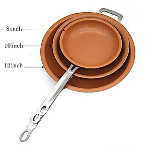Nonstick Copper Frying Pan, Chef Skillet with Ceramic Coating, Oven Dishwasher Safe, Induction Skillet for All Stoves, PFOA Free,Brass,10 inch