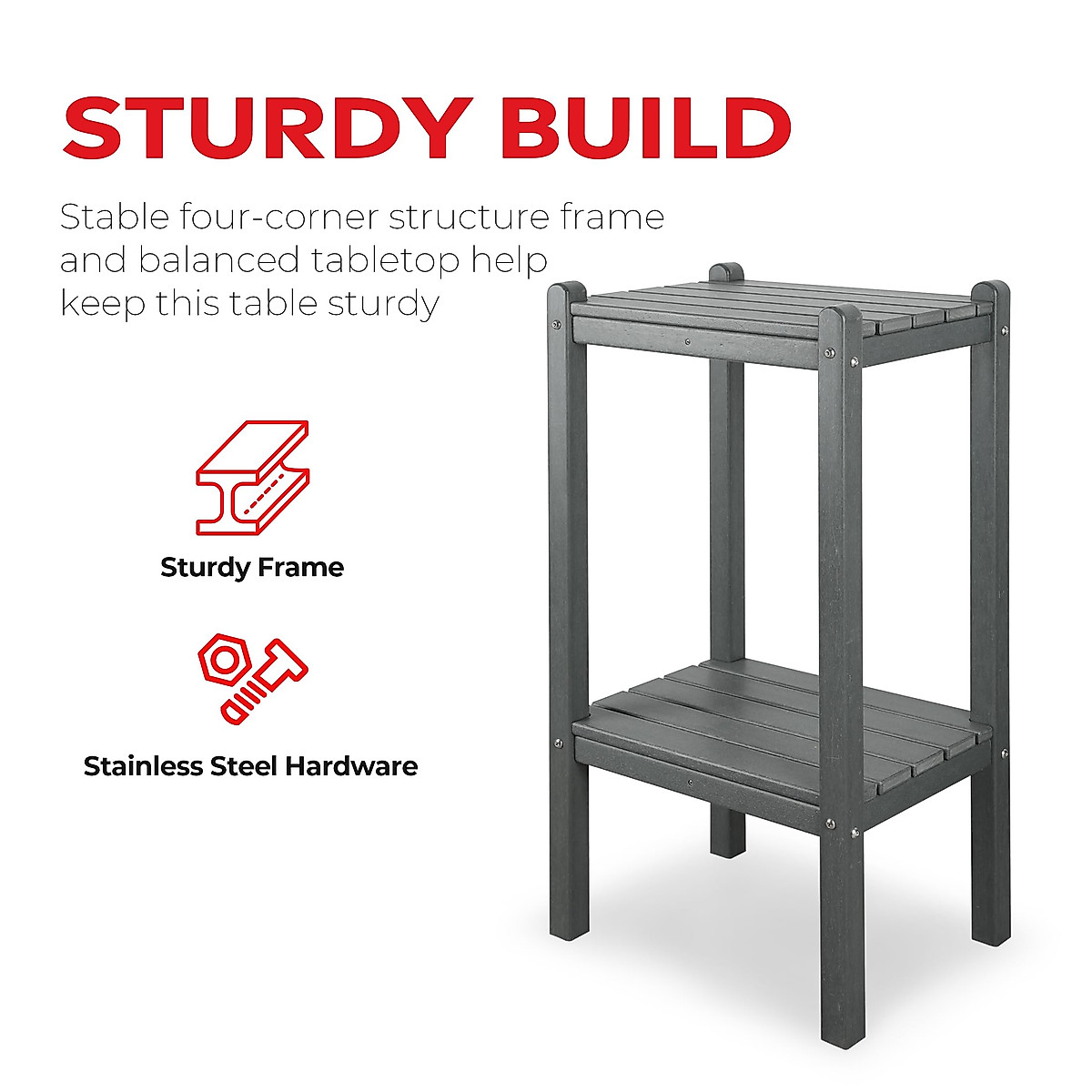 Costaelm Outdoor Side Table, 2-Tier Small Patio Coffee Tables for Outside, Outdoor End Tables for Patio, Adirondack Side Table for Outside, Outside Table for Pool, Porch, Garden, Turquoise