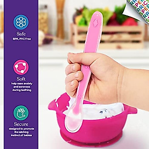 Best First Stage Baby Infant Spoons, 5-Pack, Soft Silicone Baby Spoons Training Spoon Gift Set For Infant