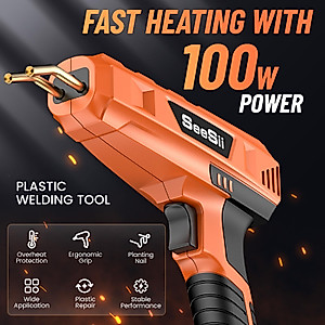 Plastic Welding Kit, Seesii 50W Mini Plastic Welder Handheld Plastic Welding Tools Kit Repair Automotive with 4 Types of Staples for Plastic Welding Machine Gun Car Bumper Crack Repairing