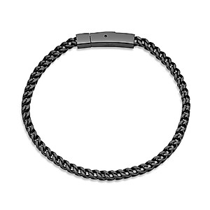 Metro Jewelry Thick Foxtail Chain Necklace and Bracelet Set for Men in Stainless Steel with Black Ion Plating 4 mm Wide 22 Inches Long Jewelry Set