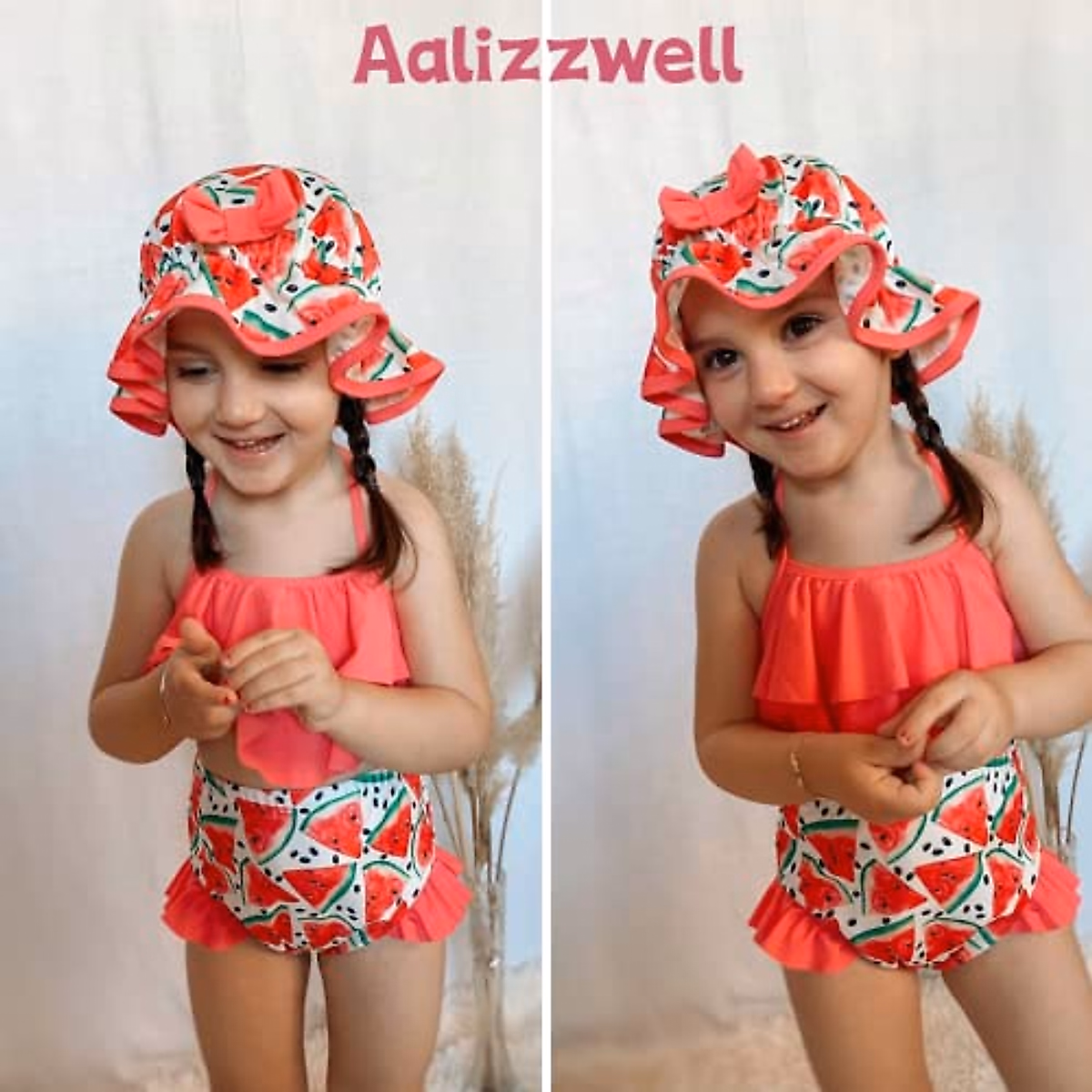 Little Toddler Girls Swimsuit Bikini Watermelon Two Pieces Bathing Suit Swimwear Summer Beach Wear Set Pink 4T - 5T