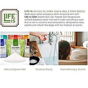 Life Is Calm Epsom Salt Spa 6-Pack l Dissolvable Therapy Formulas for Bath (Restore, Clense, Relax, Balance, Purify & Soothe)