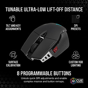 Corsair M65 RGB Ultra Wireless, Tunable FPS Wireless Gaming Mouse, Black