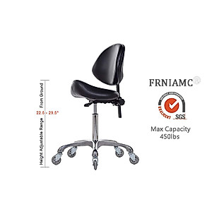 FRNIAMC Adjustable Saddle Stool Chairs With Back Support Ergonomic Rolling Seat For Medical Clinic Hospital Lab Pharmacy Studio Salon Workshop Office And Home