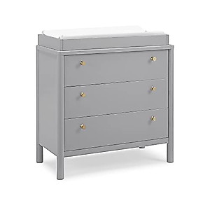 Delta Children Remy Crib 6-Piece Baby Nursery Furniture Set–Includes: Convertible Crib, Dresser, Changing Top, Crib Mattress, Sheets, & Changing Pad, Grey