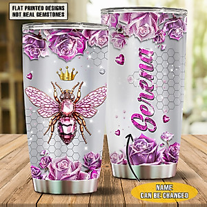 WONWIX Personalized Queen Bee Gifts for Women Insulated 20oz Stainless Steel Gift for Girls, Wife, Daughter Bee Lovers, Water Bottle, Travel Cups Tumblers Christmas Birthday Mother's Day Valentine