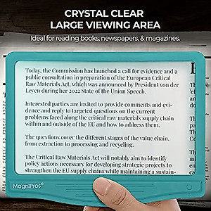 MagniPros 5X Large Ultra Bright LED Page Magnifier with Anti-Glare & Dimmable LEDs (3 Lighting Modes to Relieve Eye Strain)-Ideal for Reading Small Fonts & Low Vision Seniors with Aging Eyes