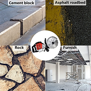 HIGOSPRO 1300W 14 Inches Concrete Saw Gas Powered Cut-Off Saw with EPA 51.7cc, petrol concrete saw, 4.8" Cut Depth and 2 Stroke Gasoline Grinder With Diamond Blade