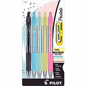 Pilot G2 Pastel Gel Pen, Retractable, Fine 0.7 Mm, Assorted Pastel Ink and Barrel Colors, 5/Pack