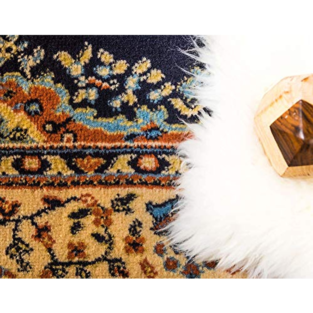 Unique Loom Reza Collection Traditional Persian Style Area Rug, 6 x 9 ft, Navy Blue/Ivory