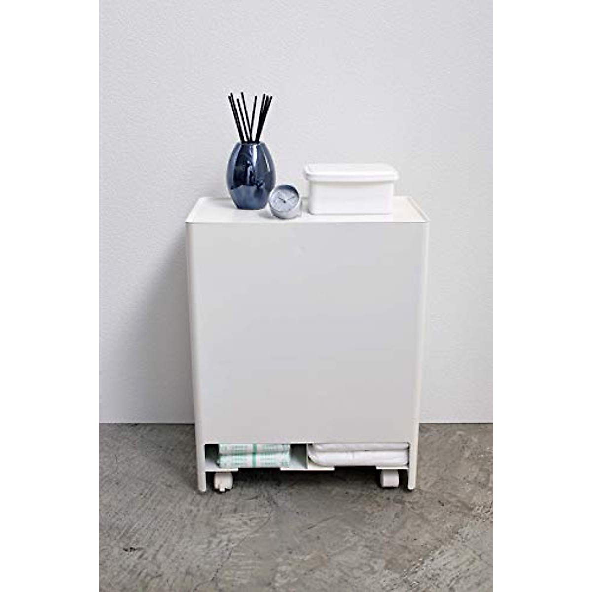 Yamazaki Home Organizer Stacker/Nursery Diaper Dispenser | Steel | Rolling Carts, One Size, White