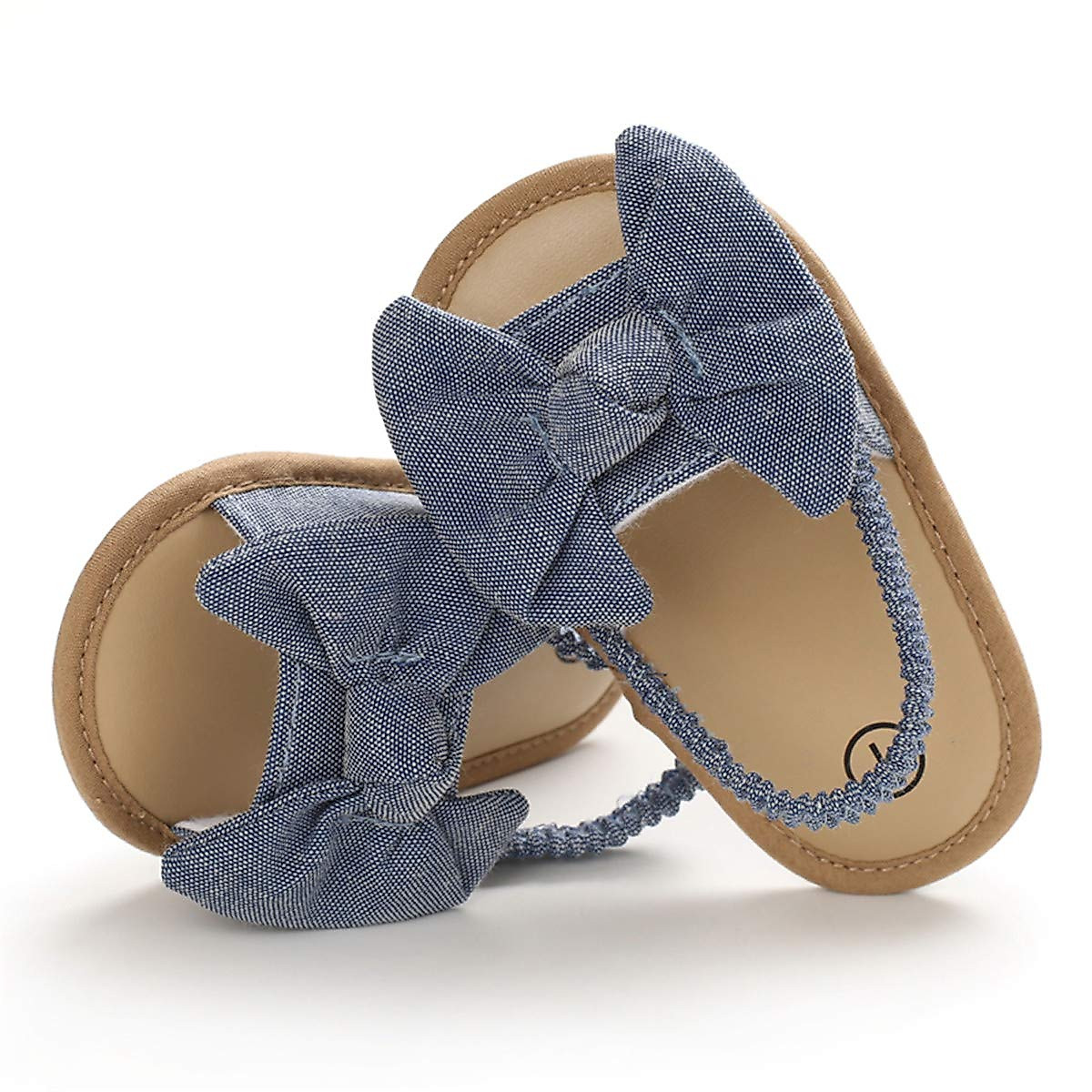 COSANKIM Infant Baby Girls Summer Sandals with Flower Soft Sole Newborn Toddler First Walker Crib Dress Shoes(6-12 months infant 13 Jeans)