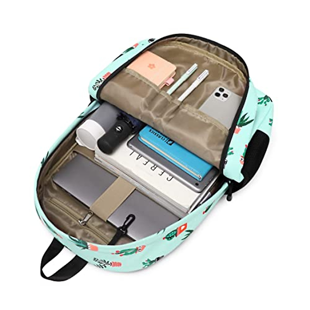 Teecho Waterproof Cute Backpack for Girl Casual Women Laptop Backpack Cactus