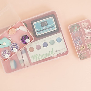 Craftelier - Set of 3 Storage and Organisation Boxes for Scrapbooking and other Craft Materials | 2 Box Sizes: Large Box 26,5 x 17,8 x 4,2 cm and Small Boxes 14,6 x 9,1 x 3,2 cm - Pastel Pink Colour