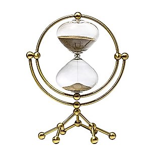 Tpmorwilfun Hourglass 30 Minutes Sand Timer for Kids, Games, Classroom, Home, Desk, Office Decorative, Large Rotating Metal Sandglass (Gold)