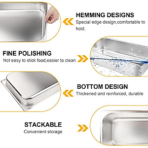 VOISEN 2 Pack Hotel Pans,1/1 Size 2.5" Deep,Anti-Jamming Steam Pan,Commercial Stainless Steel Pan, Steam Table Pan, Catering Food Pan