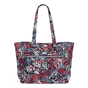 Vera Bradley Women's Performance Twill Work Tote Bag, Cabbage Rose Cabernet, One Size