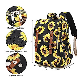Kouxunt Sunflower Laptop Backpack for Women Girls, 15.6 inch College School Backpacks Travel Casual Daypack