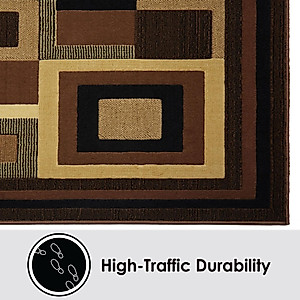 Home Dynamix Catalina Virginia Abstract Runner Rug, Geometric Black/Brown 7'10"x10'2"