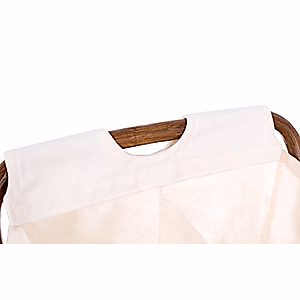 BIRDROCK HOME Single Rattan Laundry Hamper - Machine Washable Canvas Lining - Lightweight and Foldable - Removable Bag - Organizer