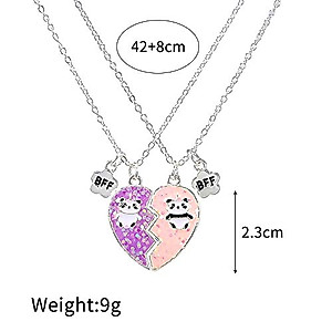 COLORFUL BLING 2Pcs/Set Best Friends Broken Heart Puzzle Rainbow Koala Pendant Necklace Best Friends Forever BFF Friendship Jewelry for Women Girls Teens-D panda