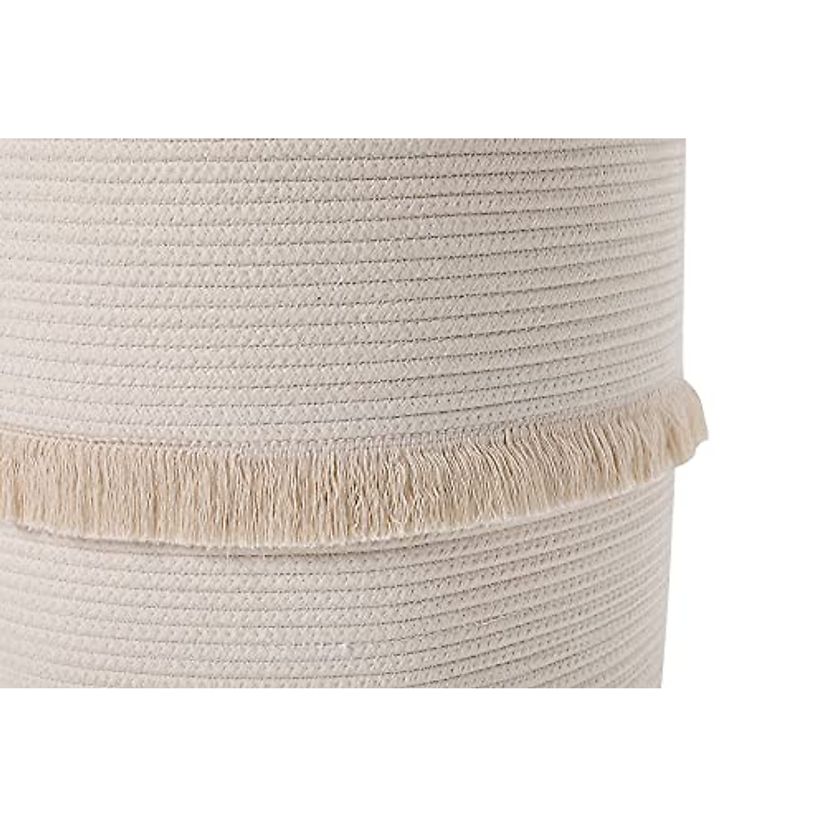 18" x 15" Large Woven Storage Baskets, Cotton Rope Decorative Hamper for Clothes, Blankets, and Laundry, Cute Tassel Decor - Home Storage Container - All White