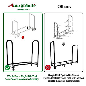 Amagabeli Firewood Rack Outdoor Black 4ft Bundle Amagabeli Firewood Rack with Cover Outdoor Black 8ft